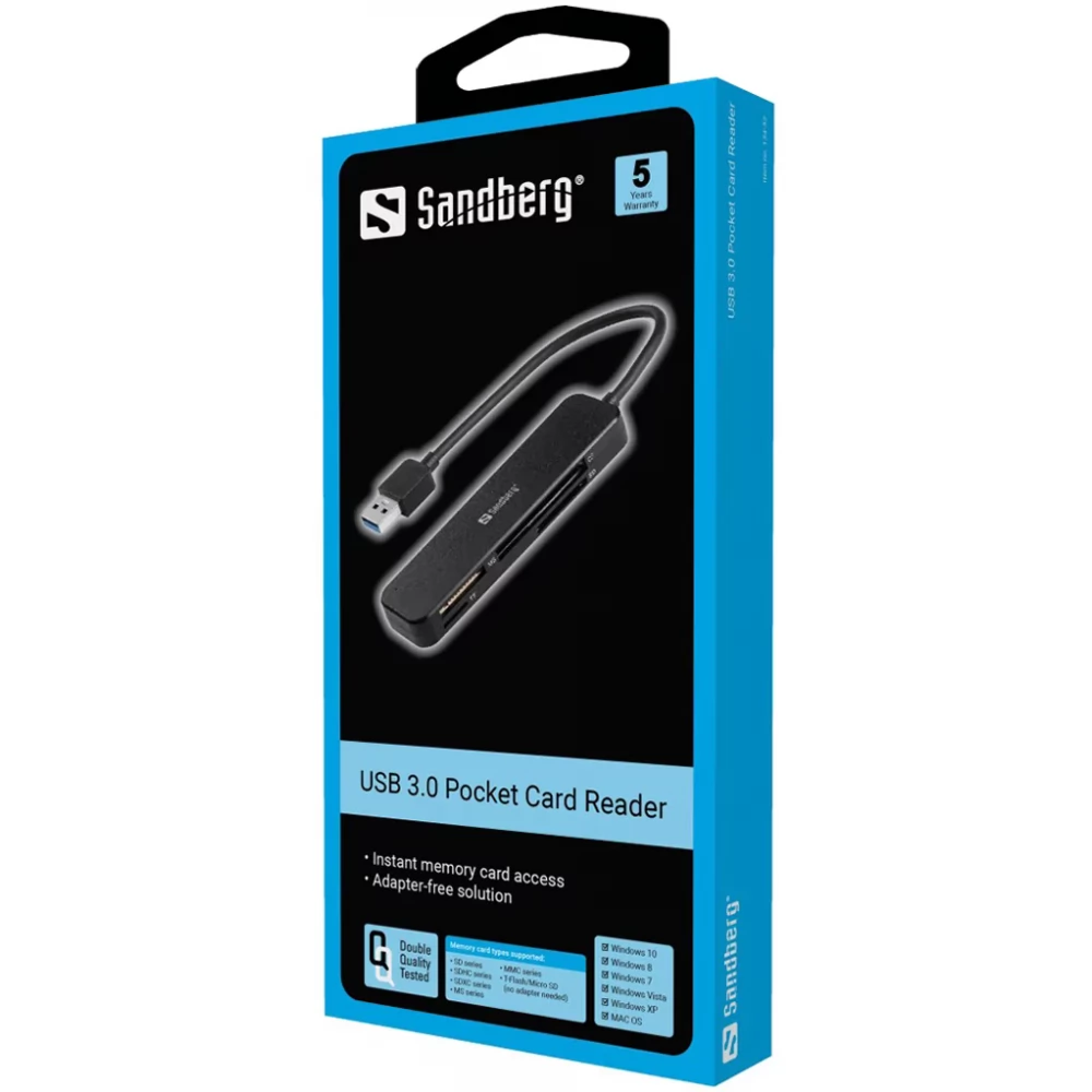 SANDBERG USB 3.0 Pocket Card Reader black - iPoncomp.com