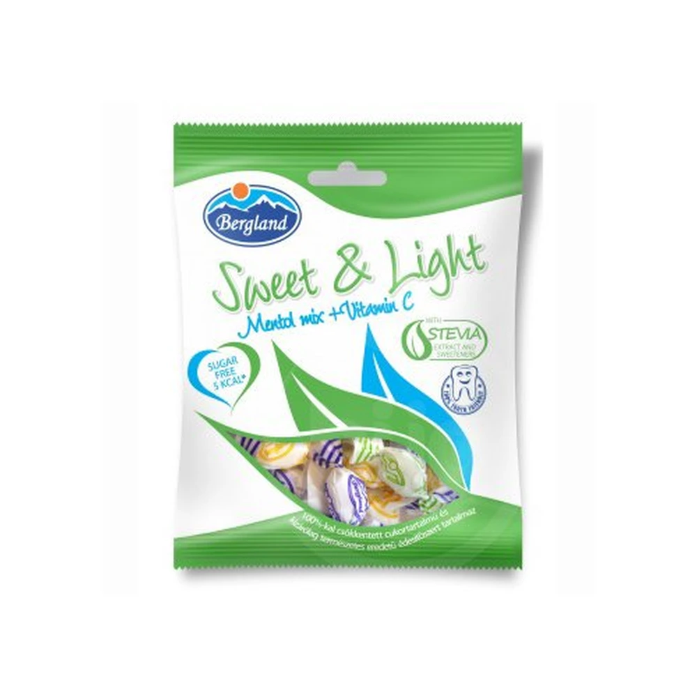 Bergland Sweet&light mentol mix+vitamin c sugar-free cukorka 60 g ...