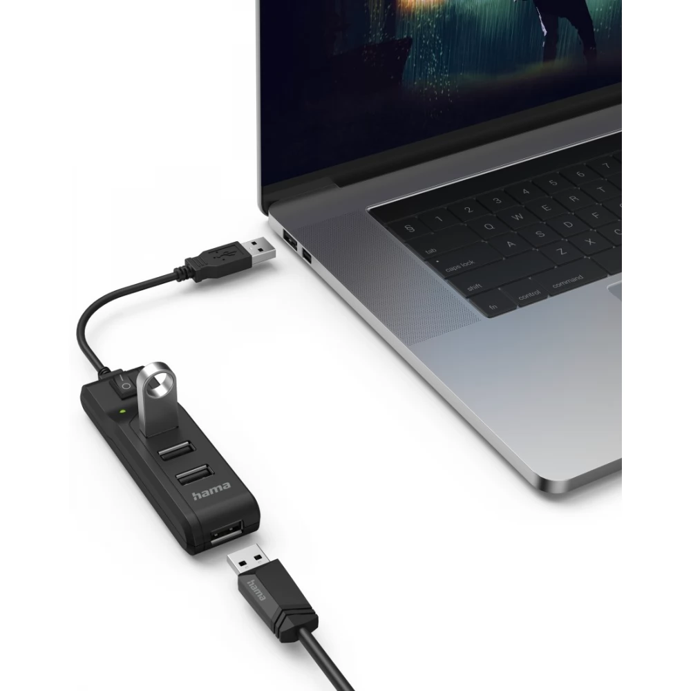 HAMA USB 2.0 HUB Kapcsolós Buspowered 1:4 - iPon.hu