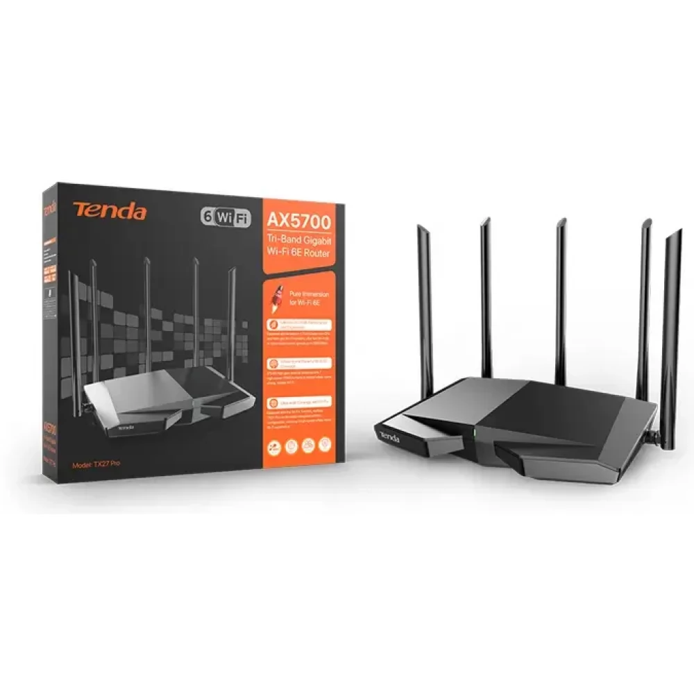 TENDA TX27 Pro AX5700 Tri-Band Gigabit Wi-Fi 6E Router - iPoncomp.com