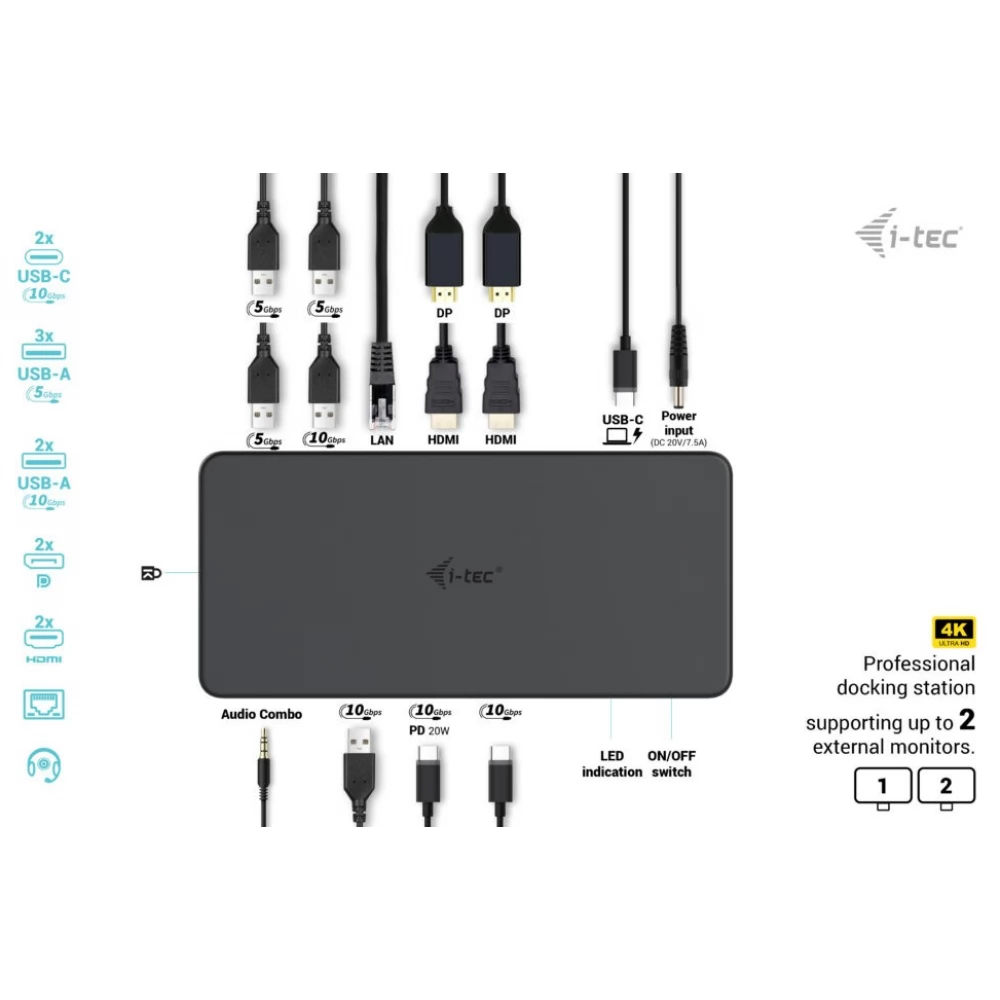 ITEC CADUAL4KDOCKPD2 Dual 4K Display Docking Station - iPon.hu