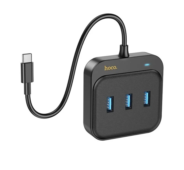 HOCO HB35 USB HUB 4in1 Type C - USB3.0 x 3 + RJ45 Gigabit Ethernet 02m ...
