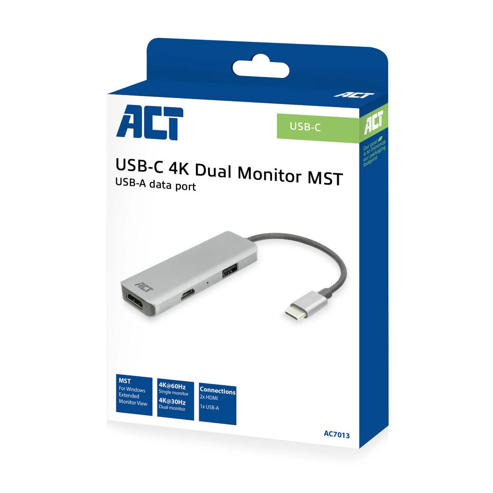 ACT CONNECTIVITY USB-C 4K multiport adapter 2 HDMI monitor USB-A ...