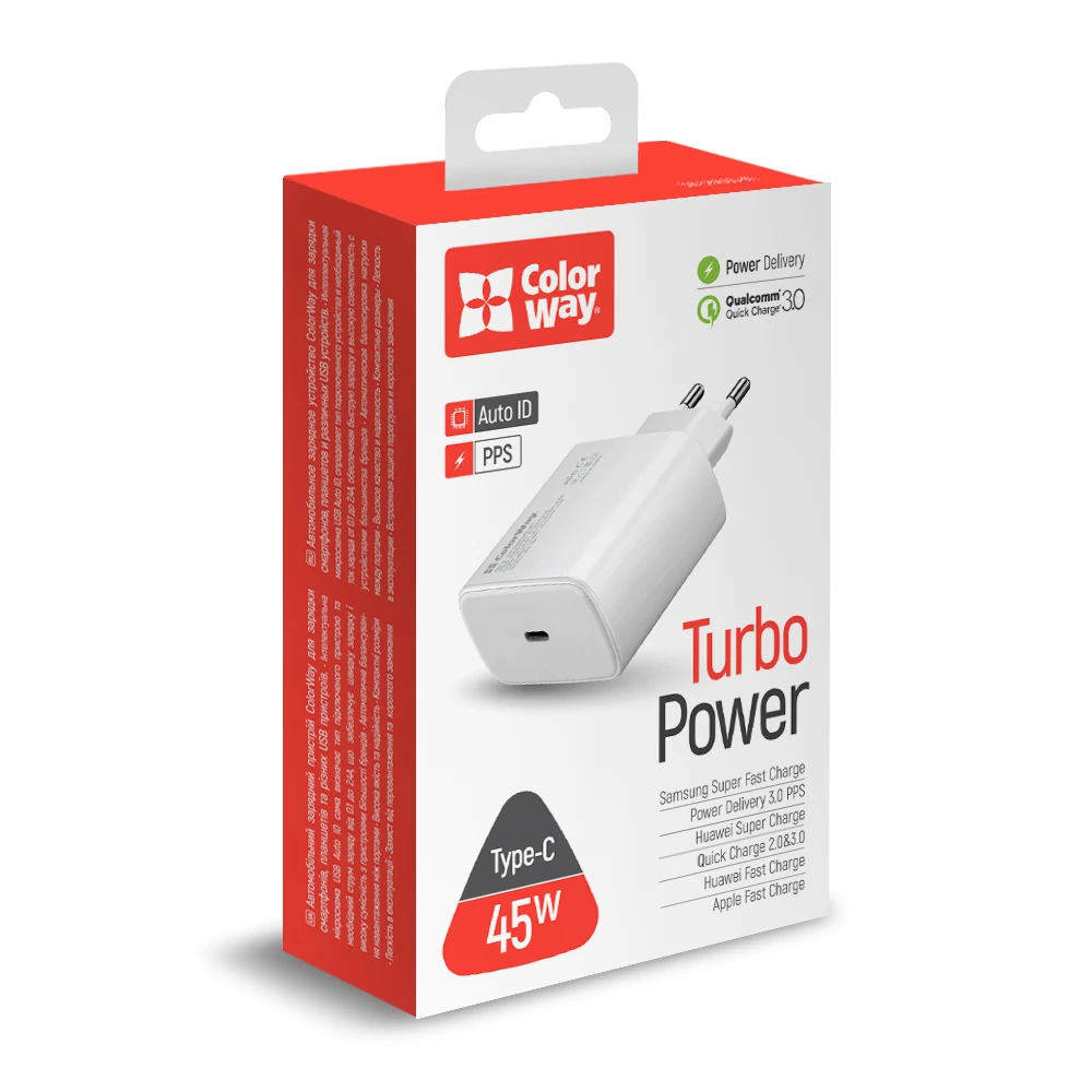 COLORWAY AC Charger Power Delivery Port PPS USB Type-C (45W) fehér ...