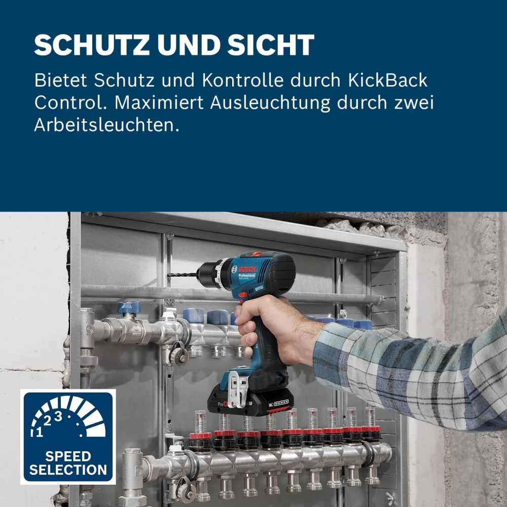 BOSCH GSB 18V-65 Professional Akkus combis + 2x4.0Ah akku + charger + L ...