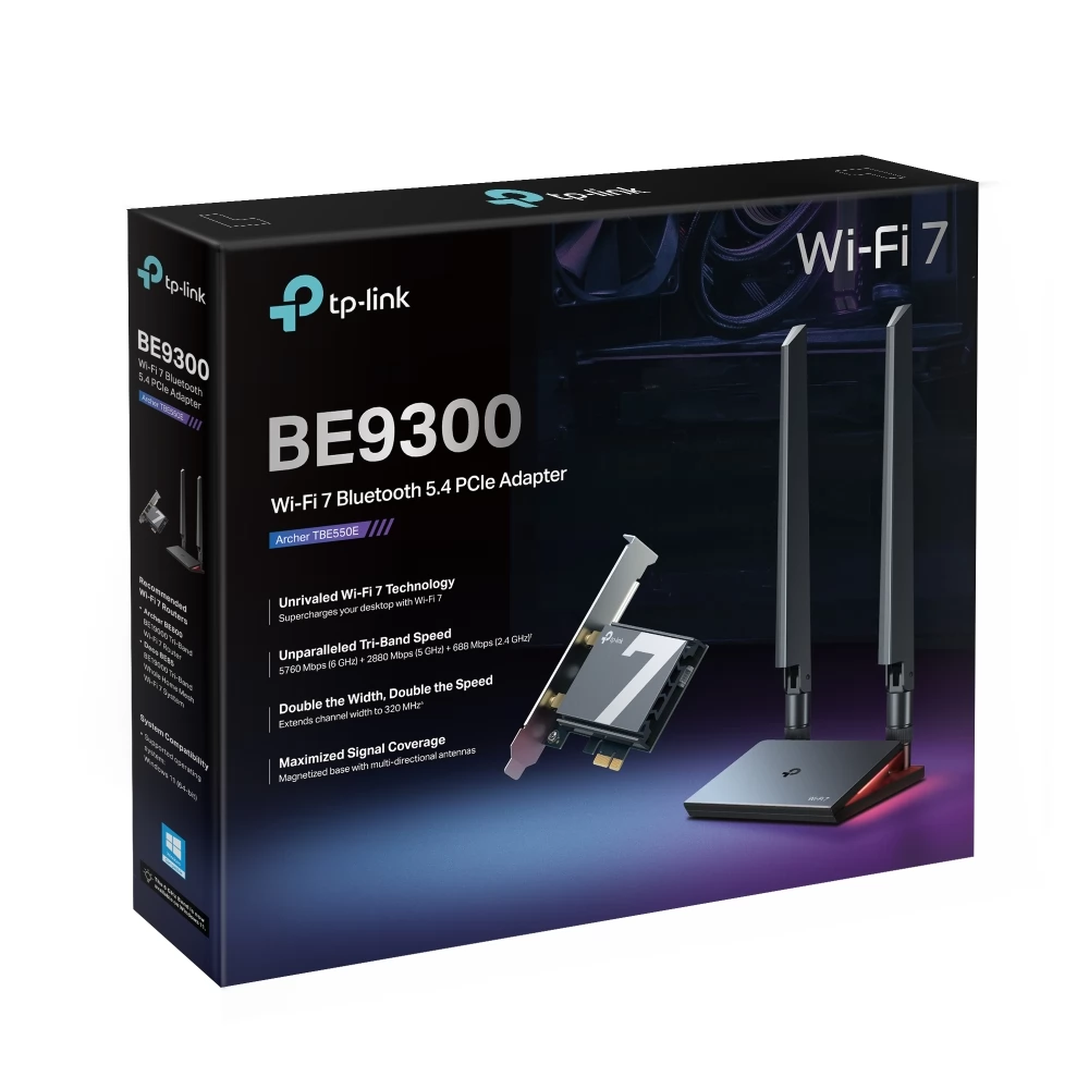 TP-LINK Archer TBE550E BE9300 Wi-Fi 7 Bluetooth 5.4 PCIe Adapter ...