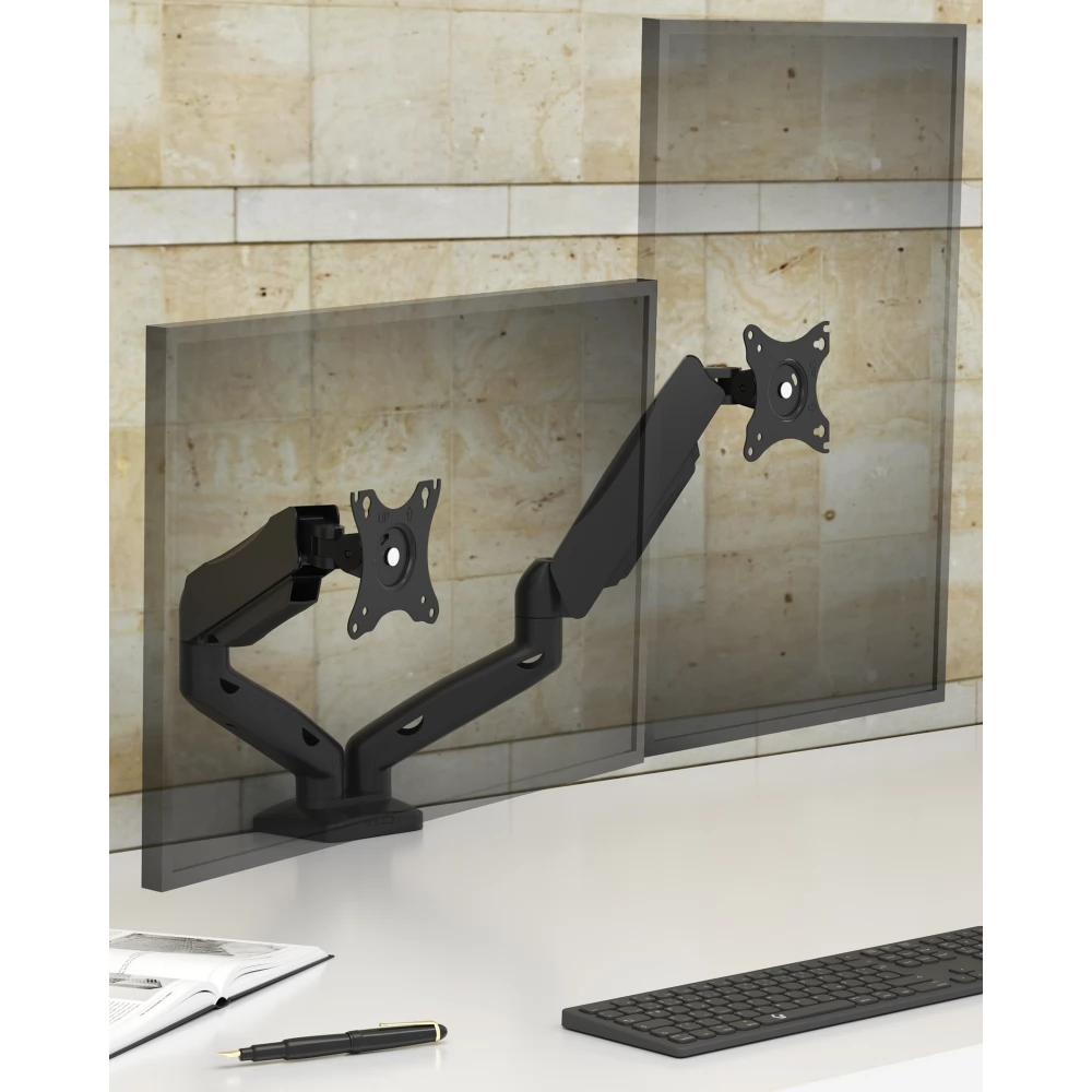 ICY BOX IB-MS204-T Dual desktop monitor stand 32" black - iPoncomp.com
