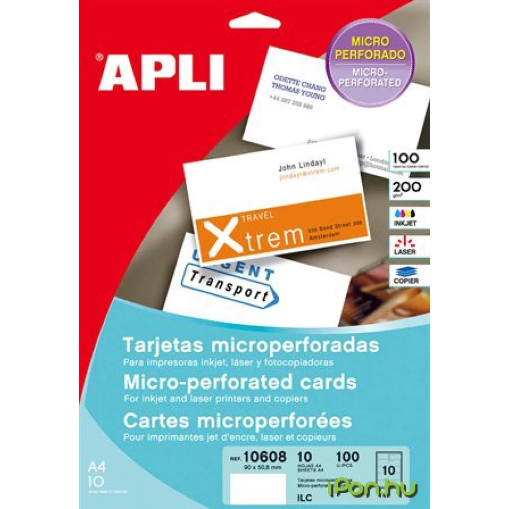 APLI 90 x 55 mm névjegykártya 200 gr mikroferforált - iPon.hu