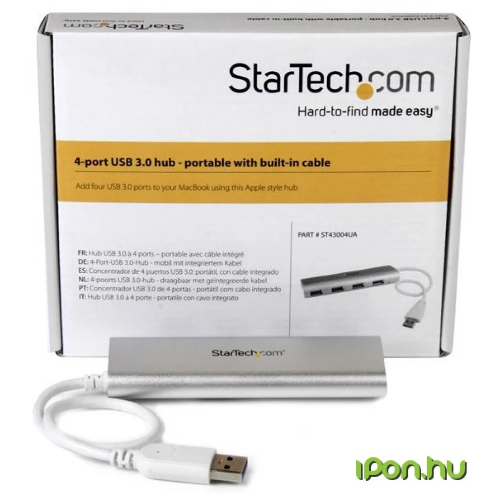 STARTECH 4-Port Portable USB 3.0 Hub with Built-in Cable - iPon.hu