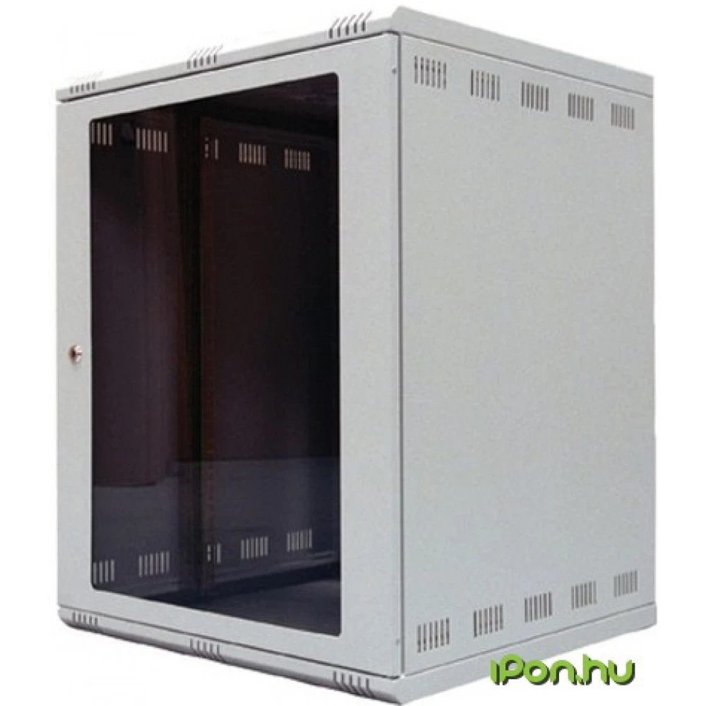 NETRACK Fali szekrény 19" 6U/600 mm szürke üveg ajtó - iPon.hu