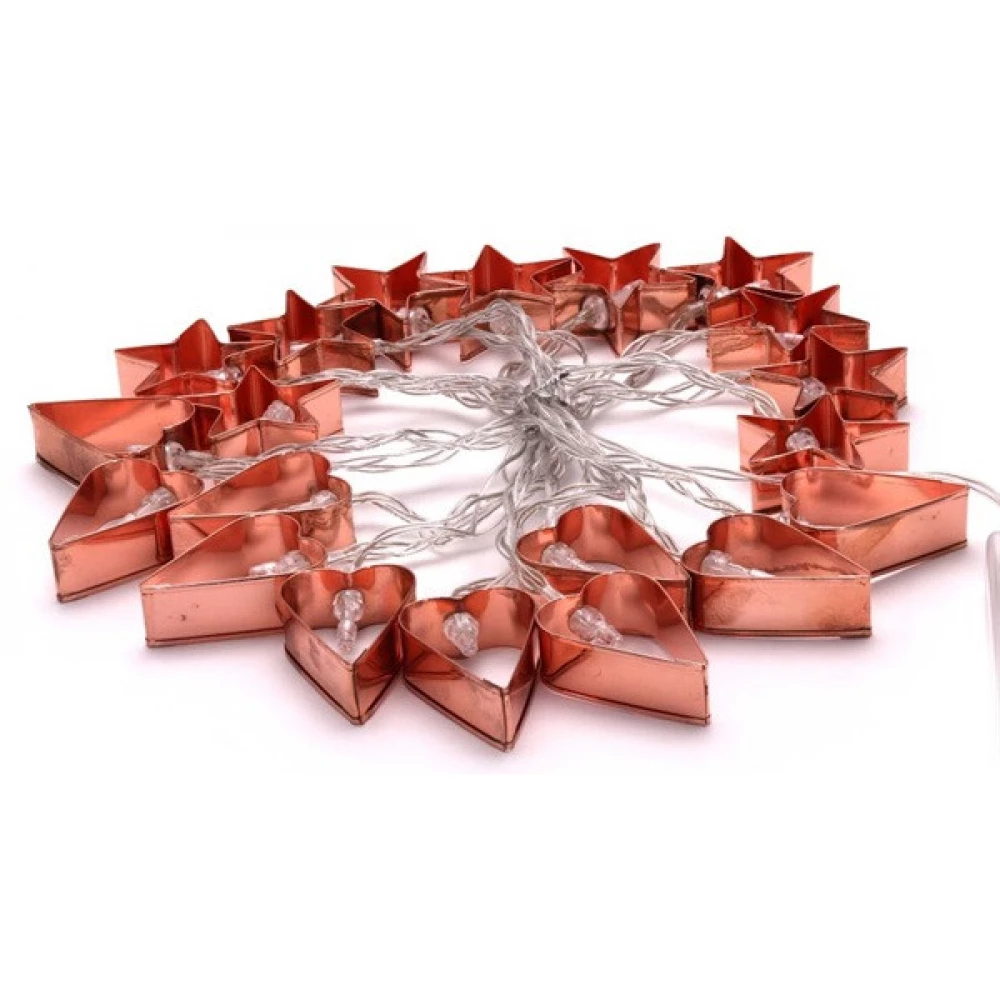 IRIS Stars & heart form metal / 4m / warm fehér/20pcs LED-es/3xAA ...