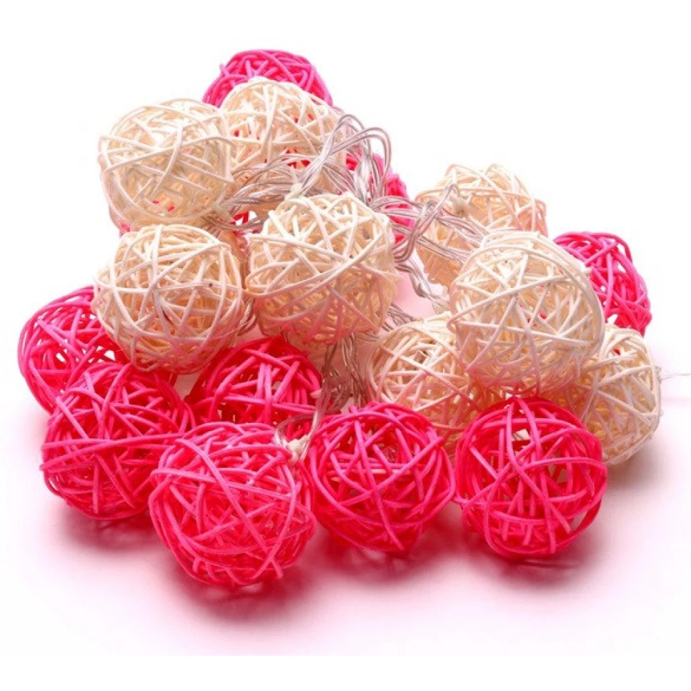 IRIS Sfera oblik fonott/rattan/4m/fehér/20kom LED-es/3xAA baterija ...