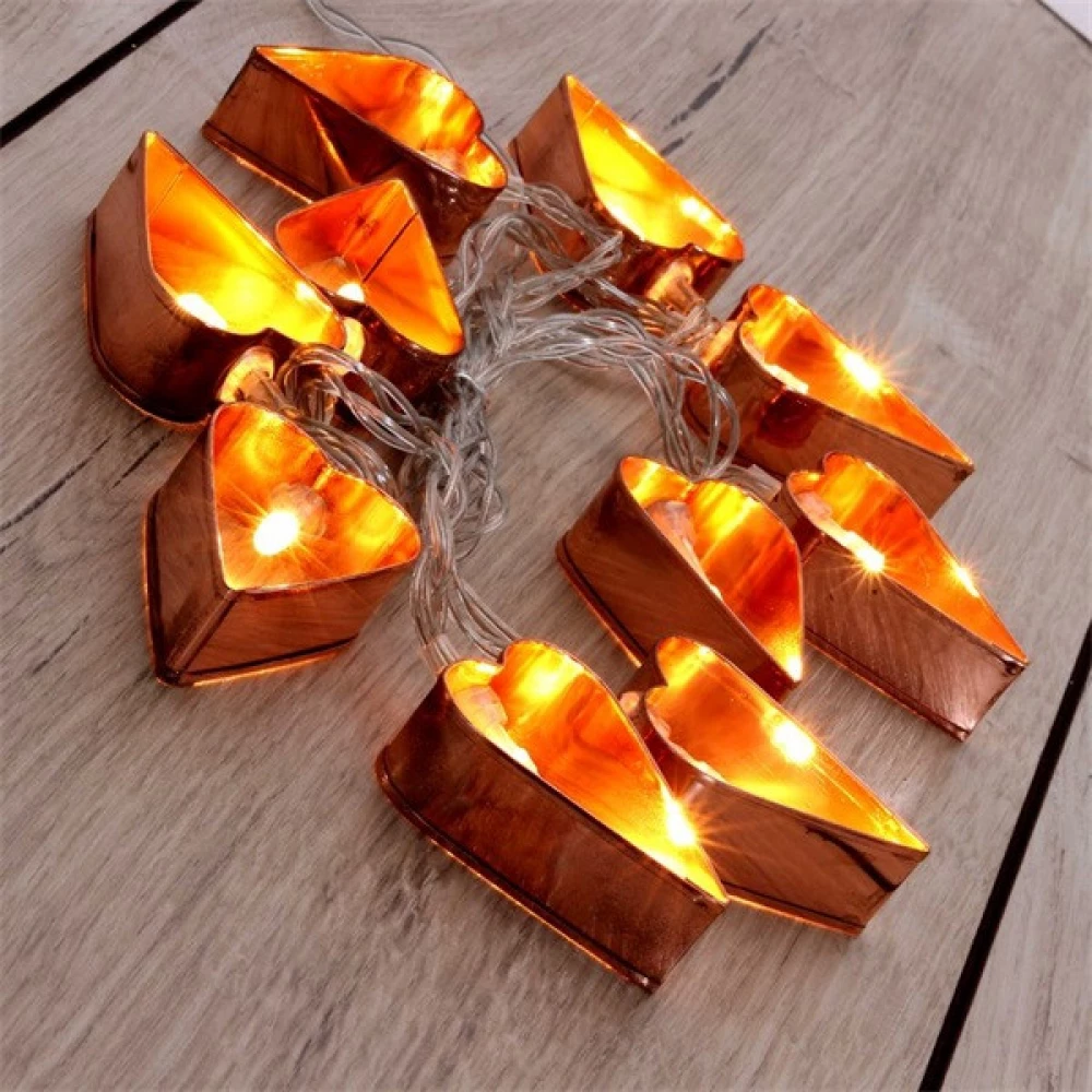 IRIS Heart form metal / 2m / warm fehér/10pcs LED-es/3xAA battery light ...