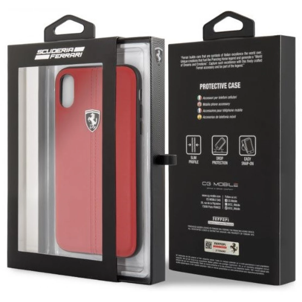 FERRARI Heritage hard striped case iPhone XR red - iPoncomp.com