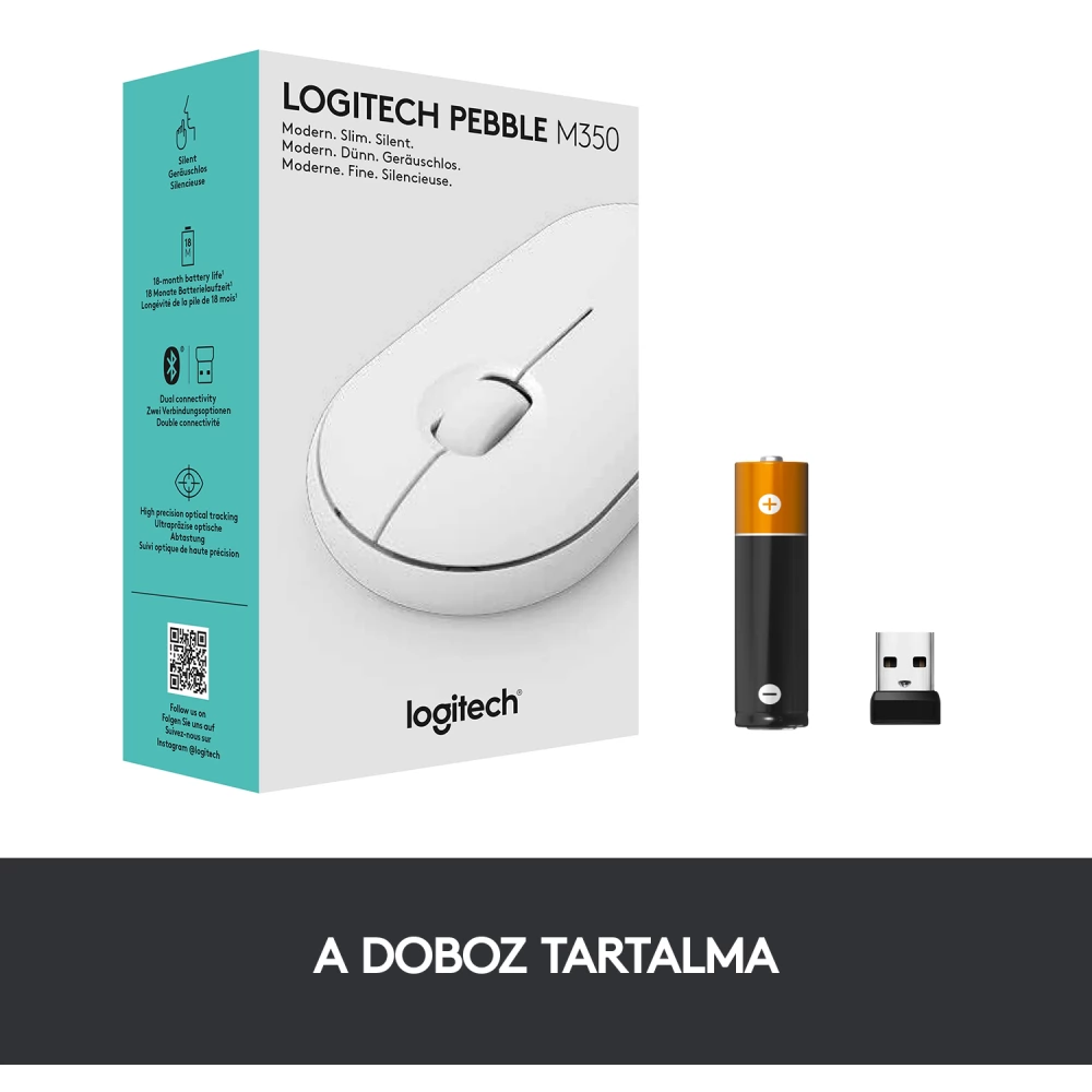 LOGITECH Pebble M350 vezeték nélküli egér - fehér - iPon.hu