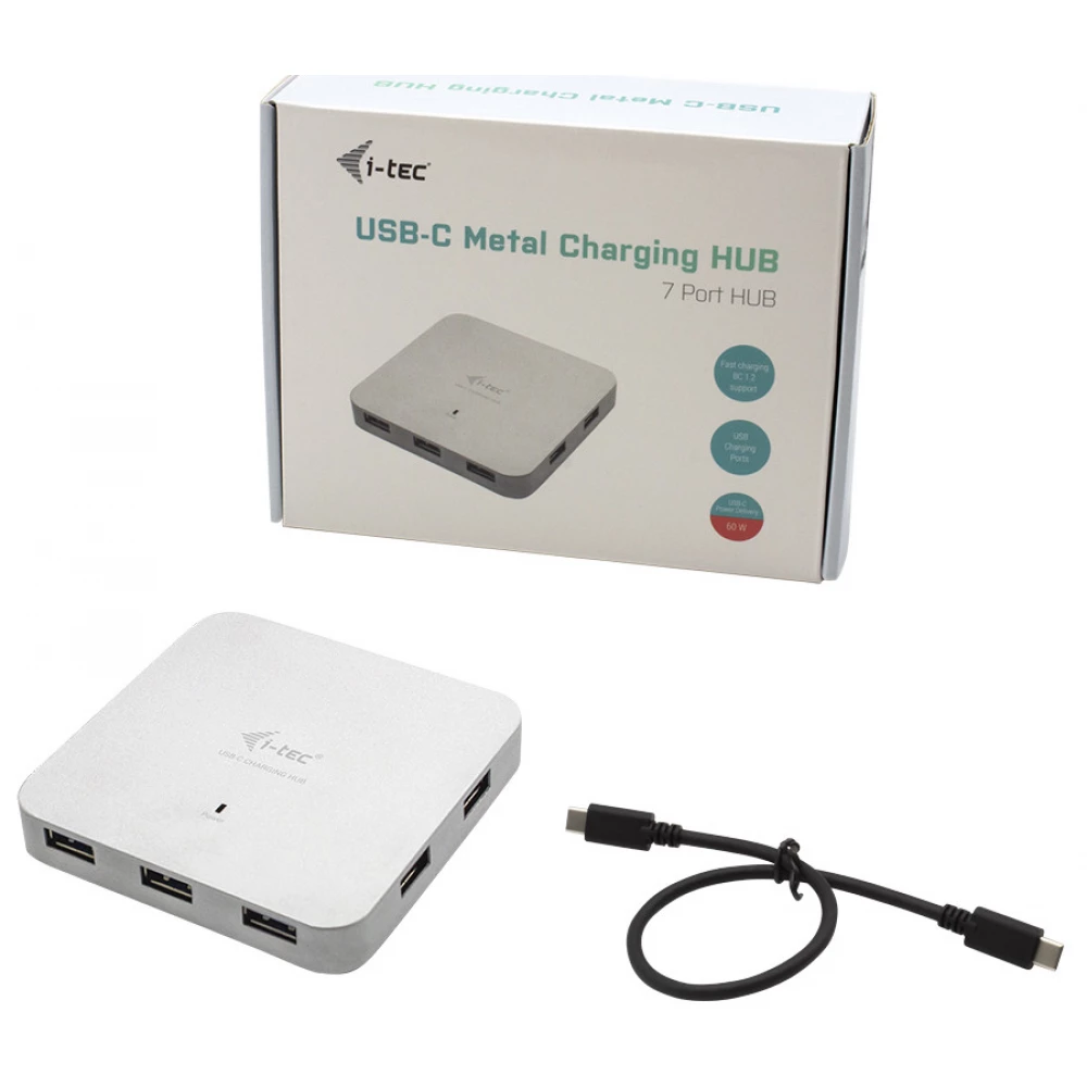 ITEC USB-C Metal Charging HUB 7x USB 3.0 + Power Delivery 60W fehér ...