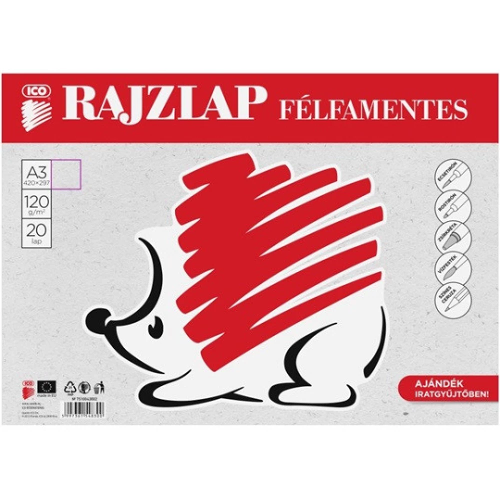 ICO A3 félfamentes rajzlap 20 pieces - iPoncomp.com