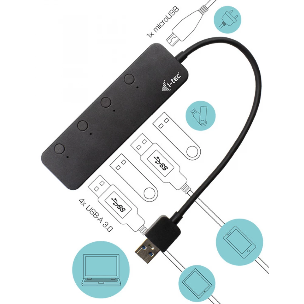 ITEC USB 3.0 Metal HUB 4 Port with individual On/Off Switches ...