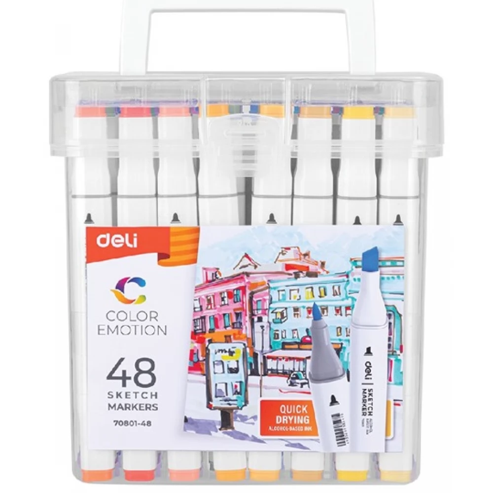DELI Color Emotion 48 pieces kétvégű sketch markerkészlet - iPoncomp.com