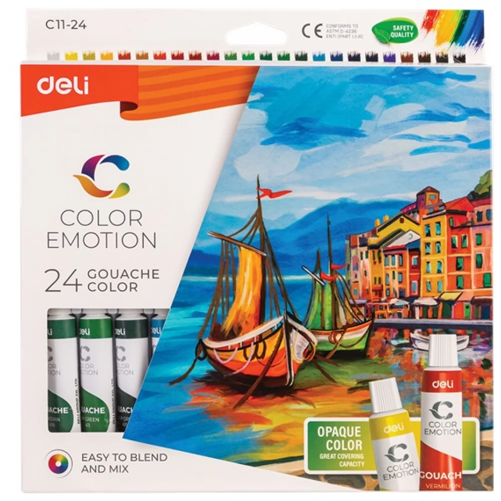 DELI Color Emotion 12ml acrylic paint stock 24 different color ...