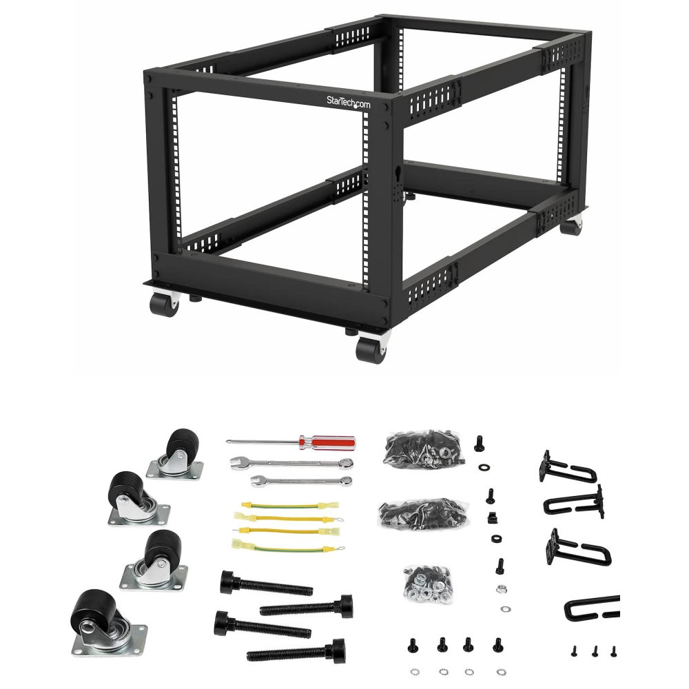 STARTECH 8U 19" Open Frame Server Rack - Compact 4 Post Adjustable ...