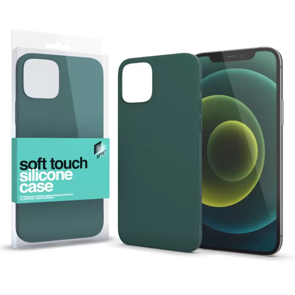 XPRO Soft Touch Silicone Case dark green Apple iPhone 13 Pro Max device ...