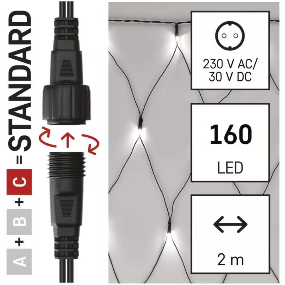 EMOS D1DC01 Standard LED sorolható karácsonyi füzér – háló 1.5x2 m ...