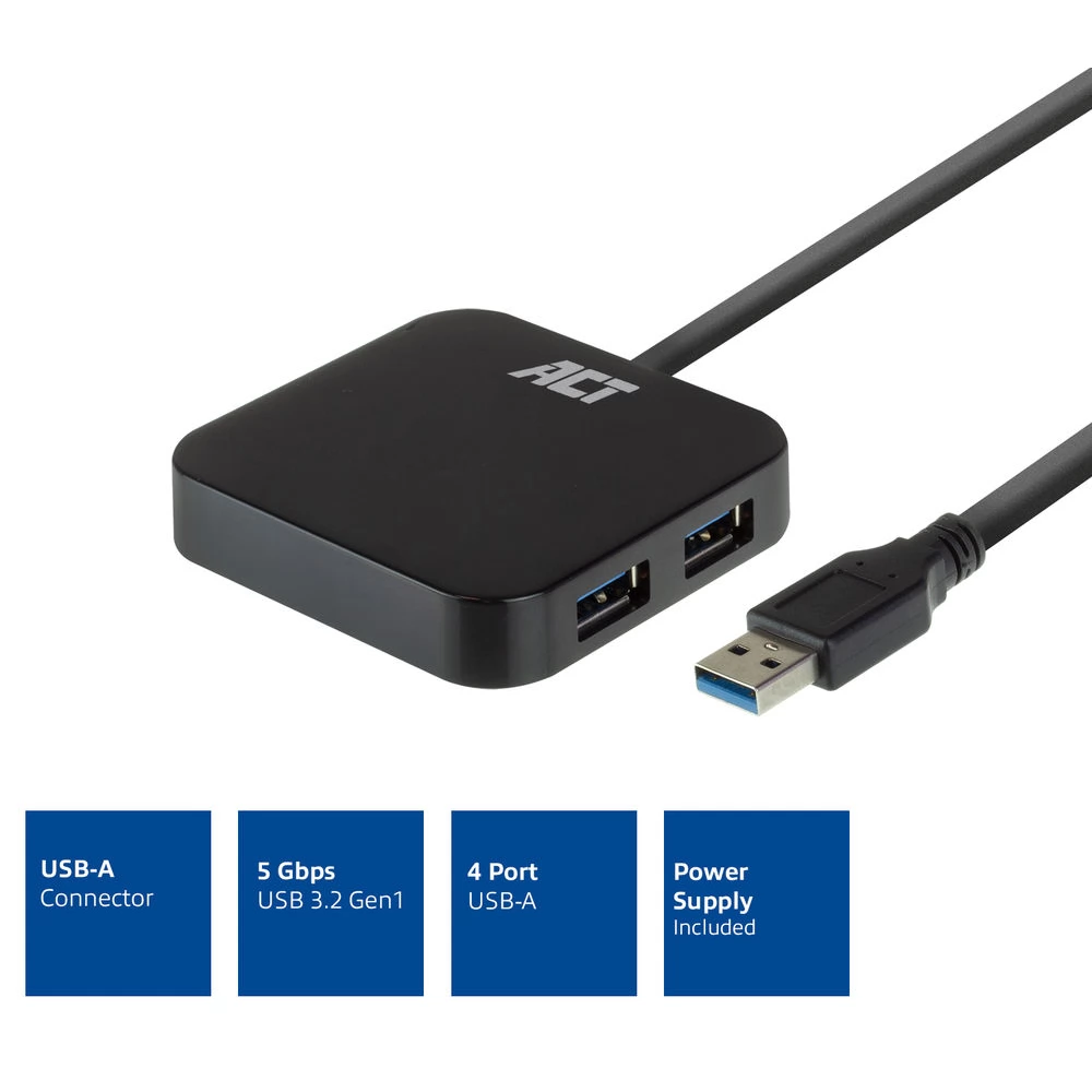 ACT CONNECTIVITY AC6305 USB Hub 4 portos tápegységgel - iPon.hu