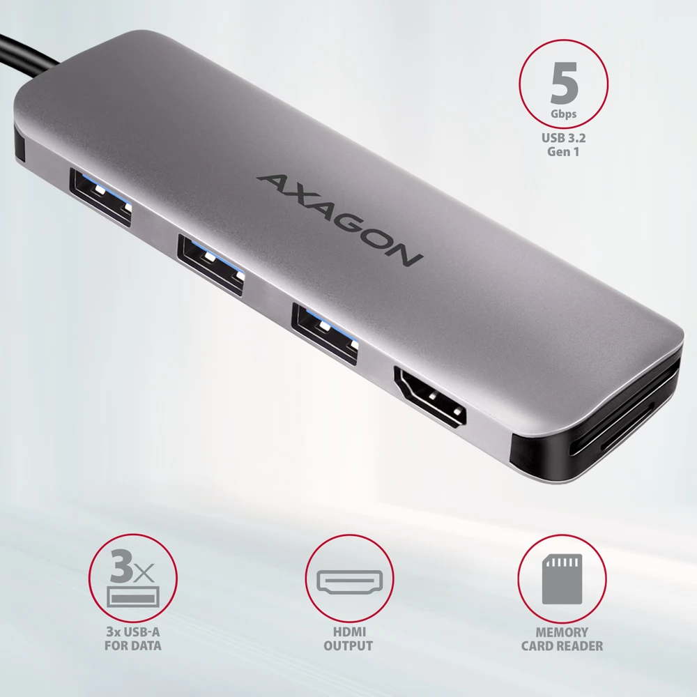 AXAGON HMC-HCR3A SuperSpeed USB-C COMBO 5in1 hub - iPoncomp.com