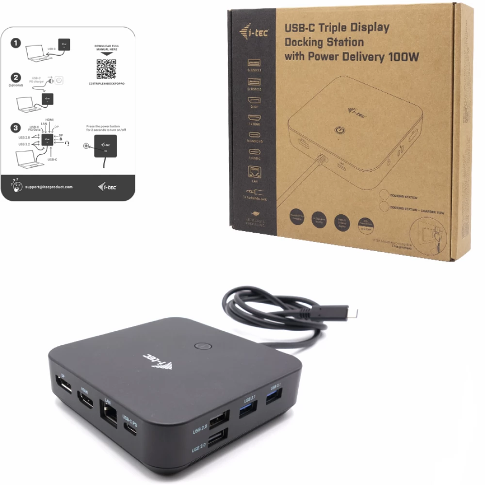 ITEC USB-C HDMI Dual DP Docking Station with Power Delivery 100 W - iPon.hu