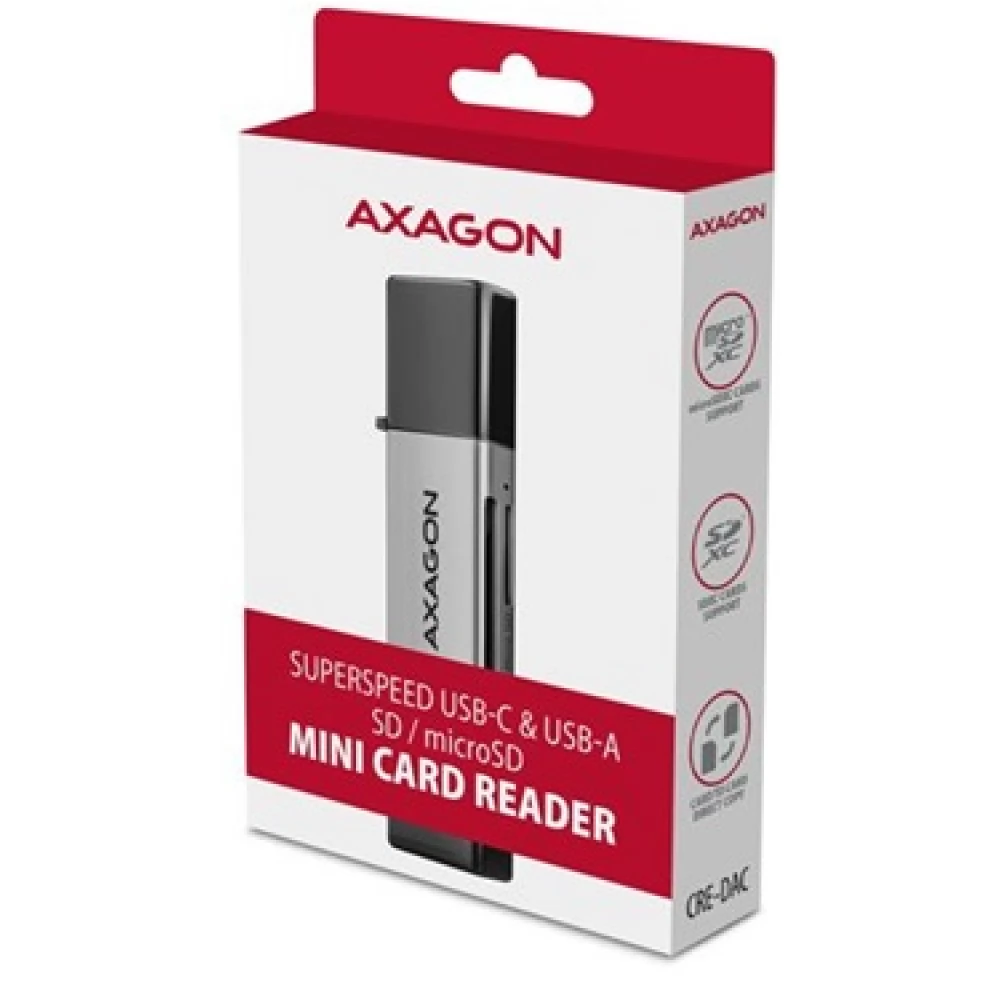 AXAGON CRE-DAC SuperSpeed USB-C + USB-A card reader - iPoncomp.com
