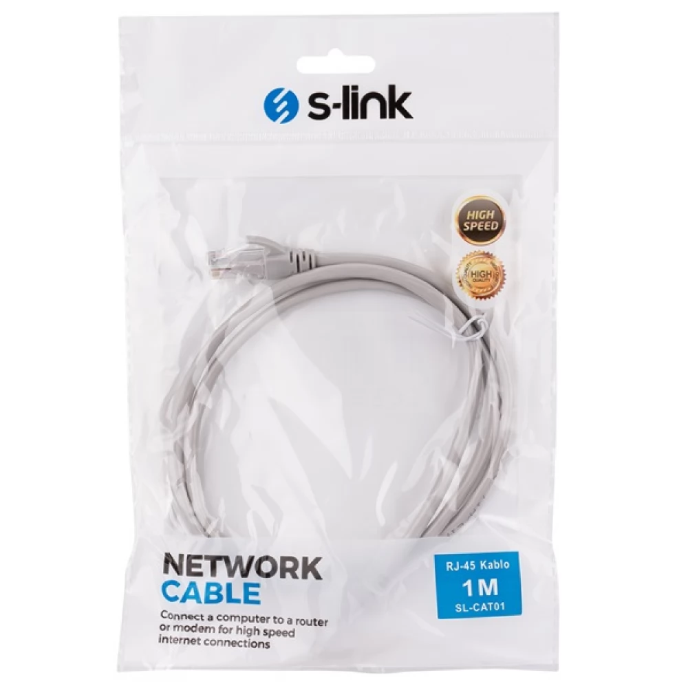 S-LINK UTP Connector Gray 1m SL-CAT01 - iPoncomp.com
