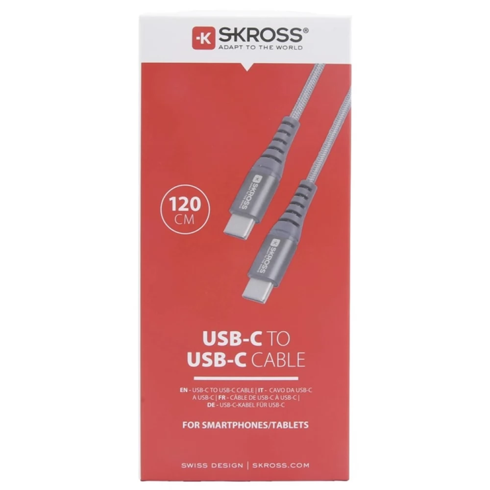 SKROSS USB 2.0 Type C Összekötő Szürke 1.2m USBC-TO-USBC-120-STEEL ...