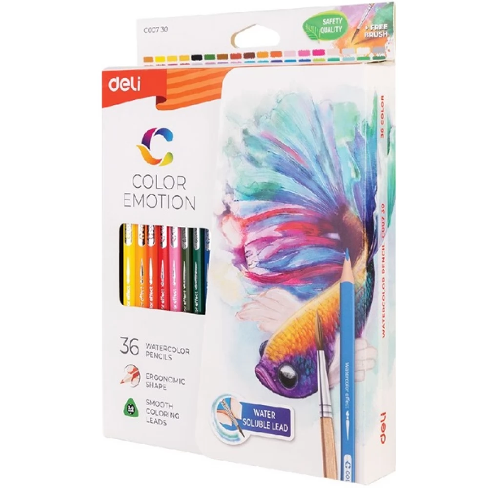 DELI Color Emotion Akvarellceruza stock paper box 36 pieces - iPoncomp.com