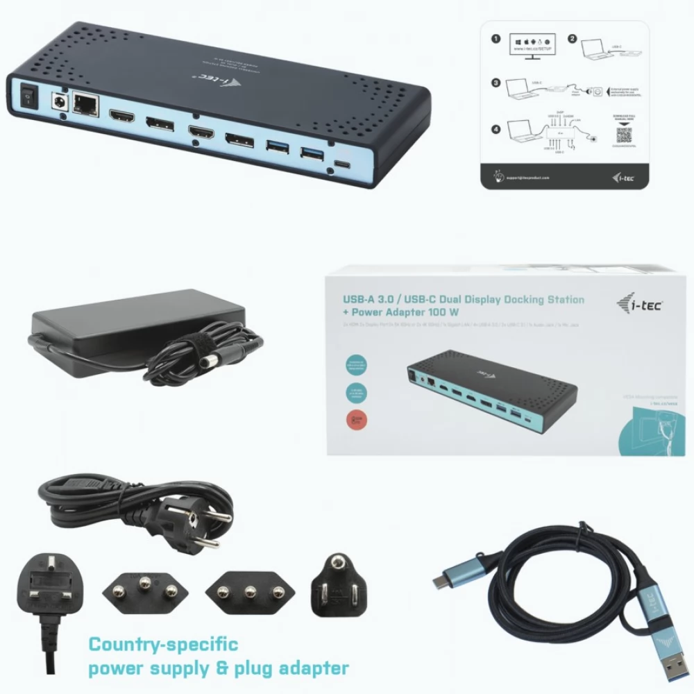 ITEC USB 3.0 / USB-C Dual Display Docking Station + Power Delivery ...