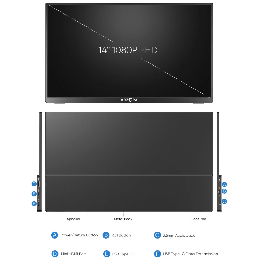 ARZOPA A1 Gamut-14" FHD Portable Monitor - iPon.hu