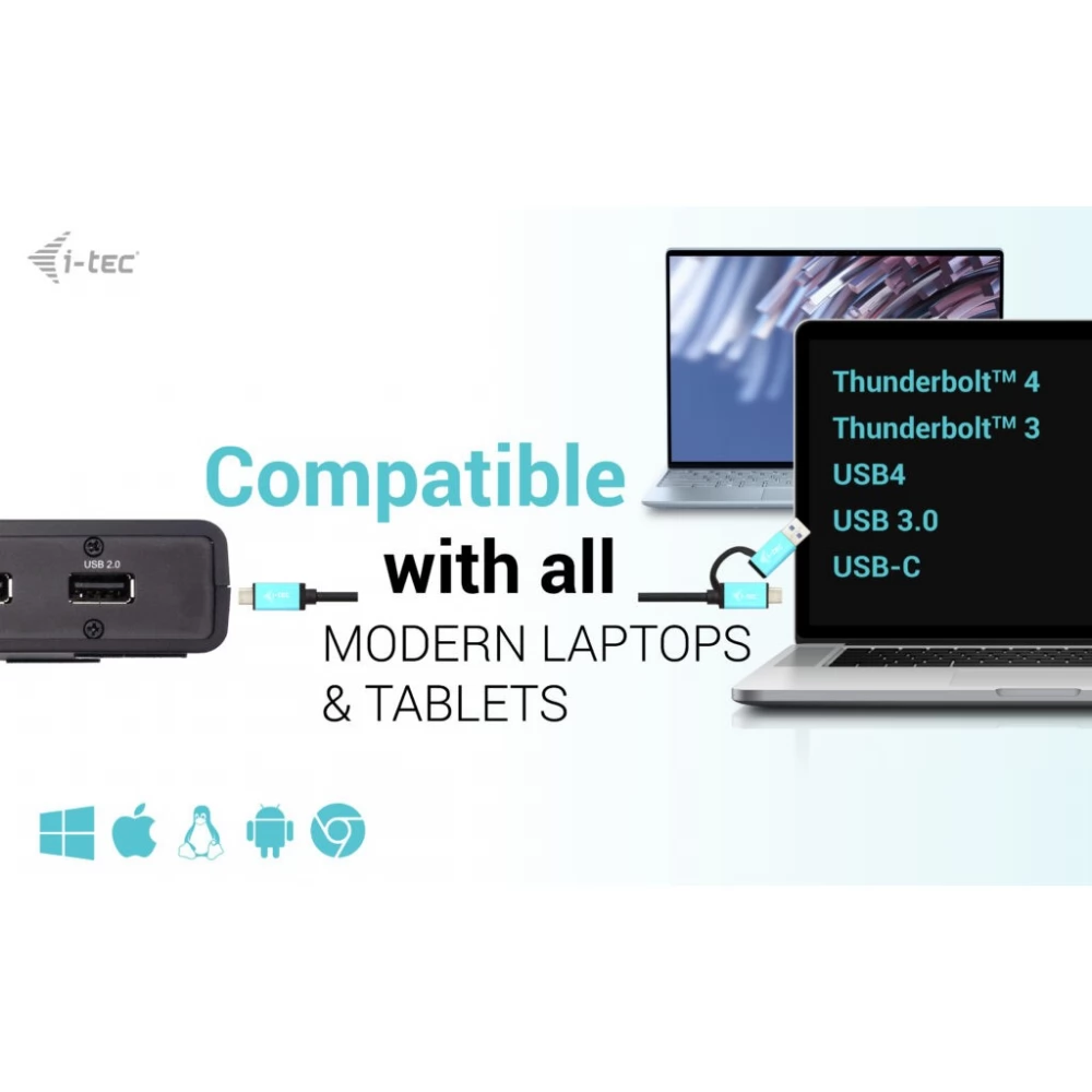 ITEC USB 3.0 / USB-C / Thunderbolt Dual Display Docking Station + Power ...