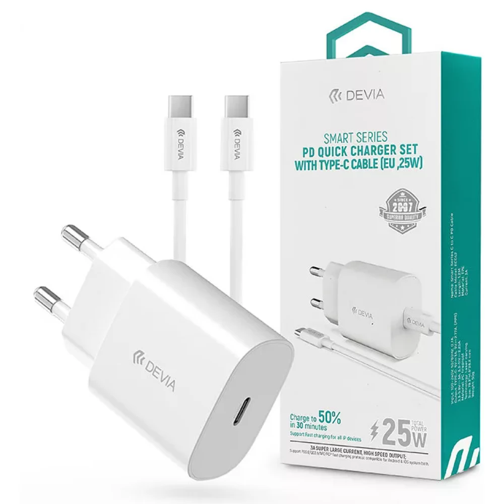 Devia Hálózati Töltő Adapter Type C Bemenettel Type C Type C