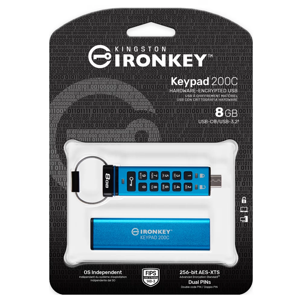 KINGSTON IronKey Keypad 200 8GB USB 3.0 Type C Blue - iPoncomp.com