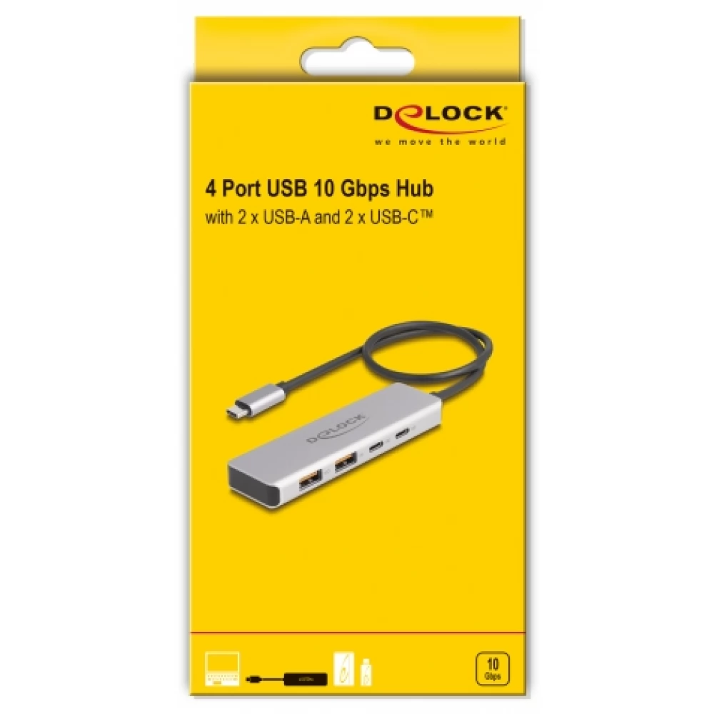 DELOCK USB 10 Gbps USB Type-C hub 2 x A-típusú USB csatlakozóval és 2 x ...