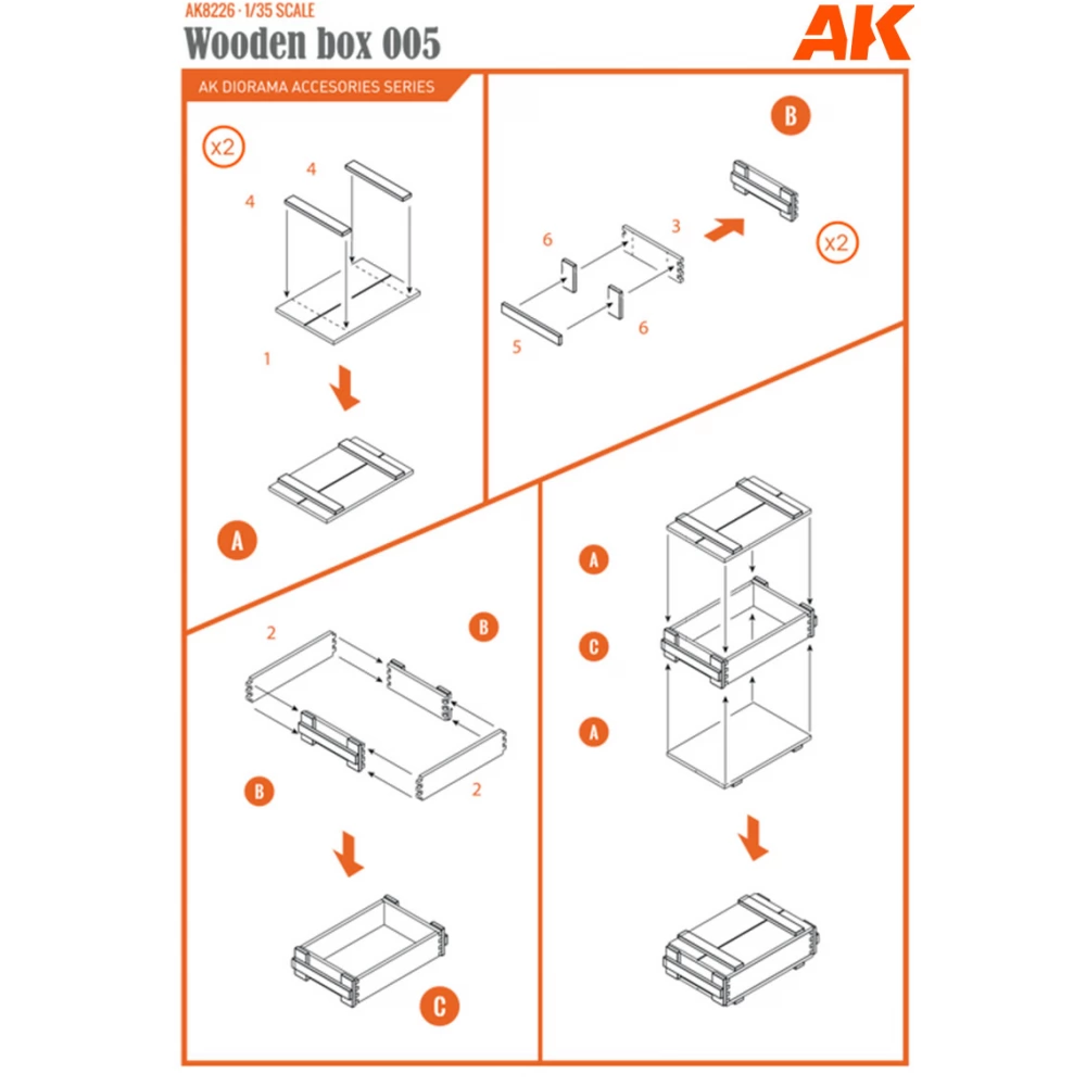 AK INTERACTIVE 1/35 Laser Cut Wooden Box 005 fa box diorama accessory 9 ...