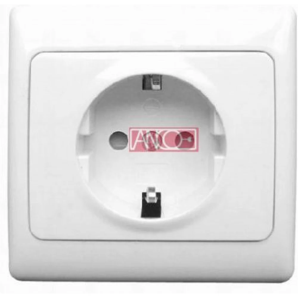 ANCO Olympic grounded 1-es socket with frame white - iPoncomp.com