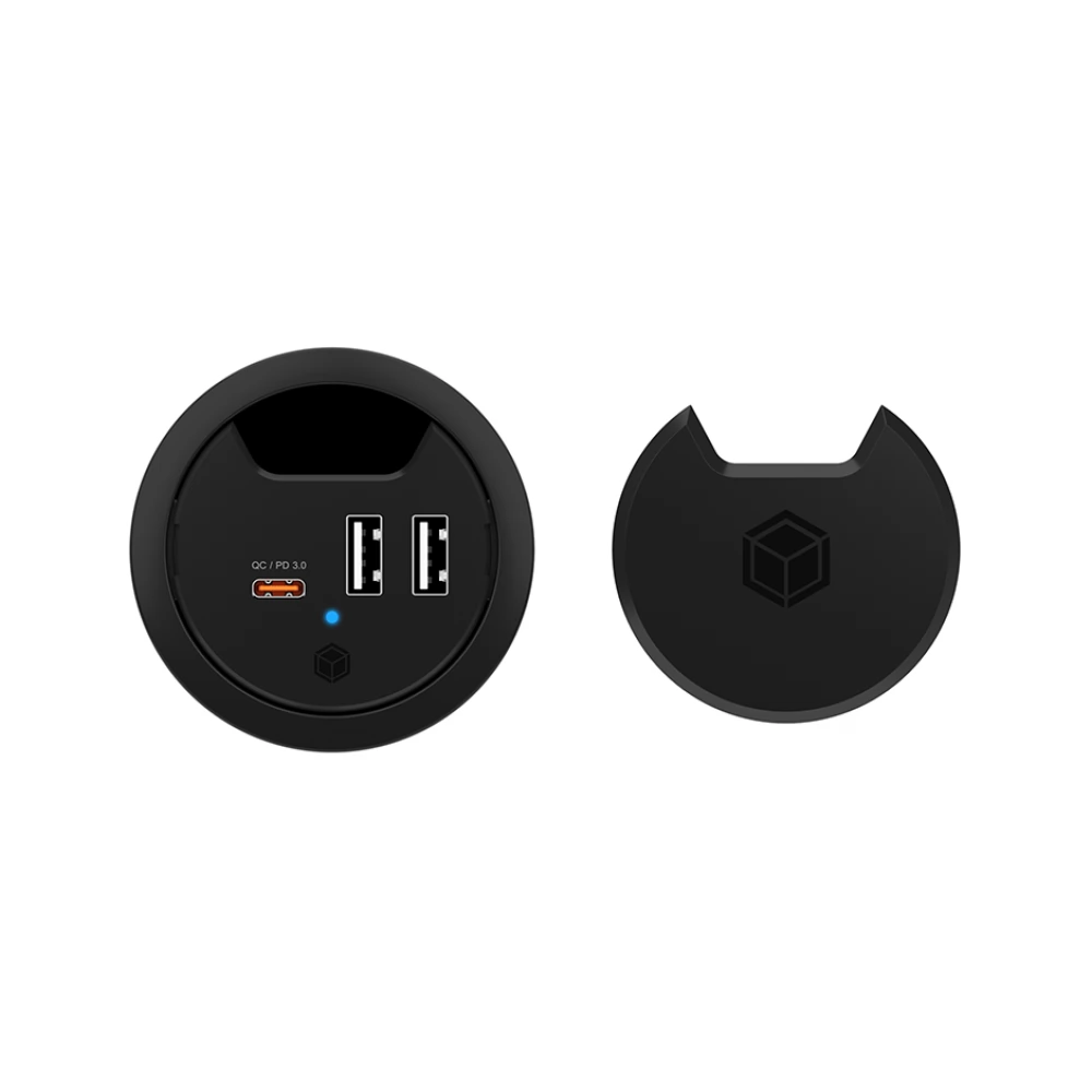 ICY BOX IB-HUB1407 In-Desk USB Charger 27W crno - iPoncomp.hr