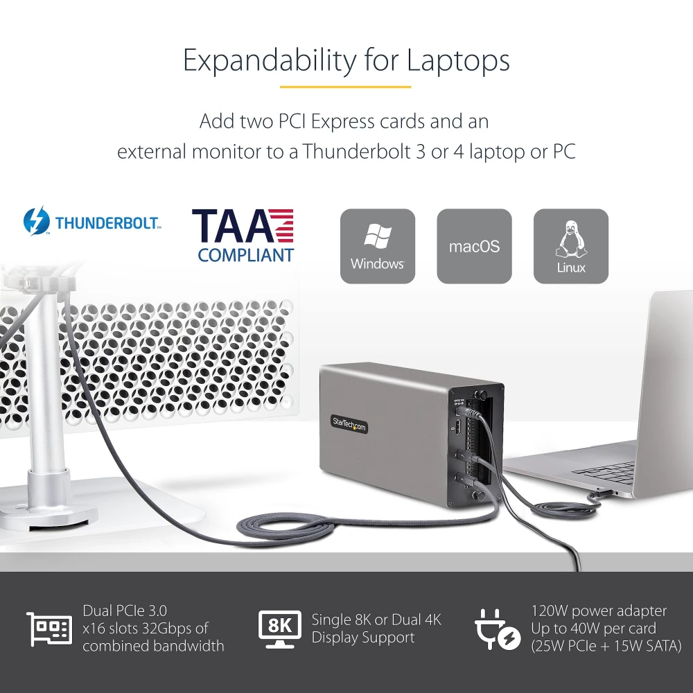 STARTECH 2TBT3-PCIE-ENCLOSURE Thunderbolt 3 PCIe Expansion Chassis ...