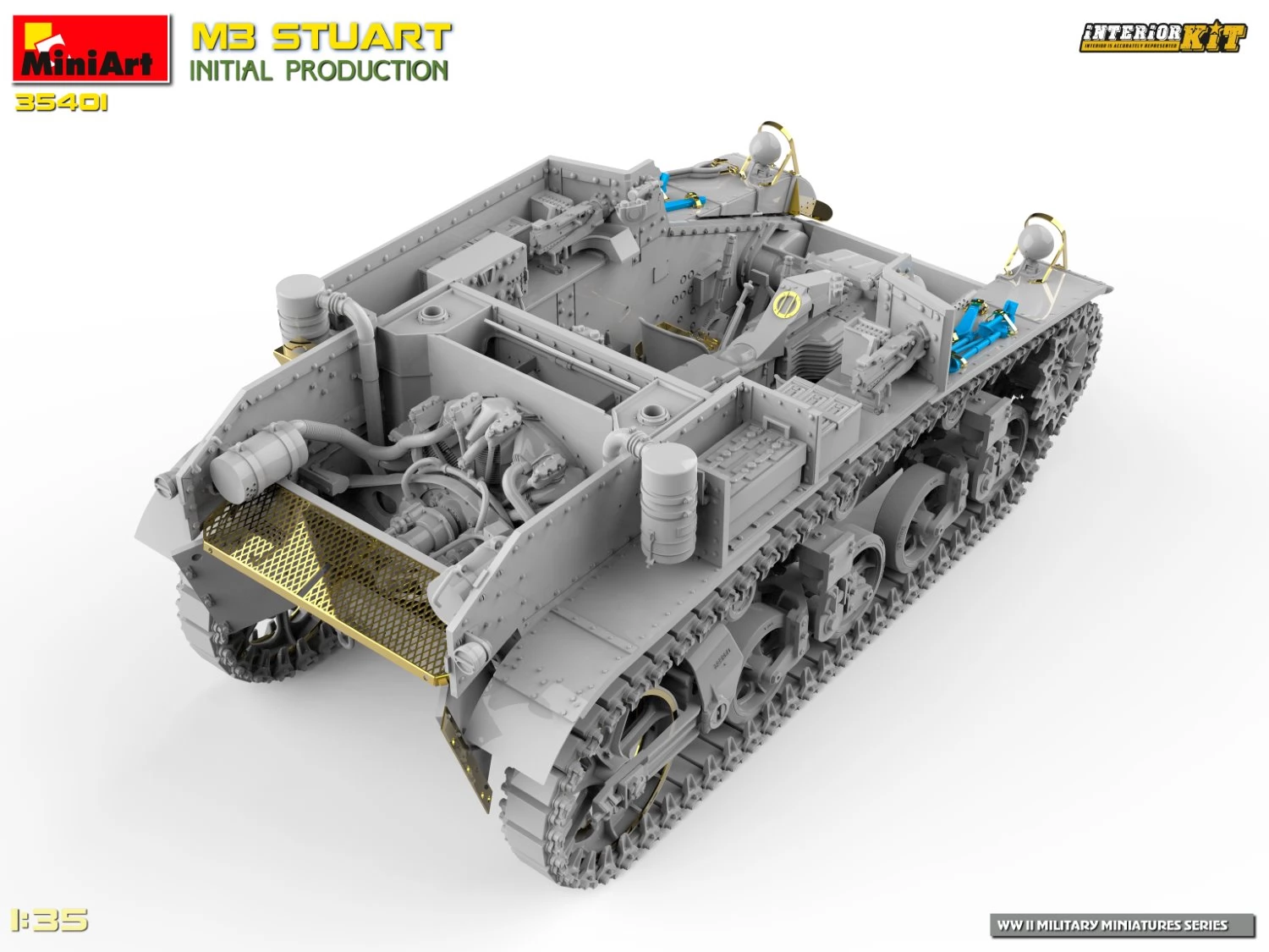 MINIART 1/35 M3 Stuart tank model first variant - iPoncomp.com