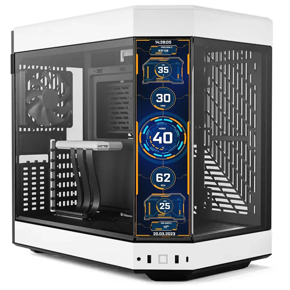 HYTE Y60 TG alb + DIY LCD panel - iPon.ro