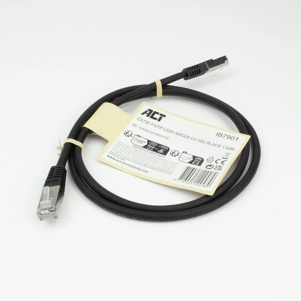 ACT CONNECTIVITY UTP Connector Black 1m IB7901 - iPoncomp.com